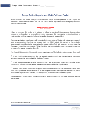 Fillable Online Tempe Police Department Victim's Fraud Packet Fax Email ...