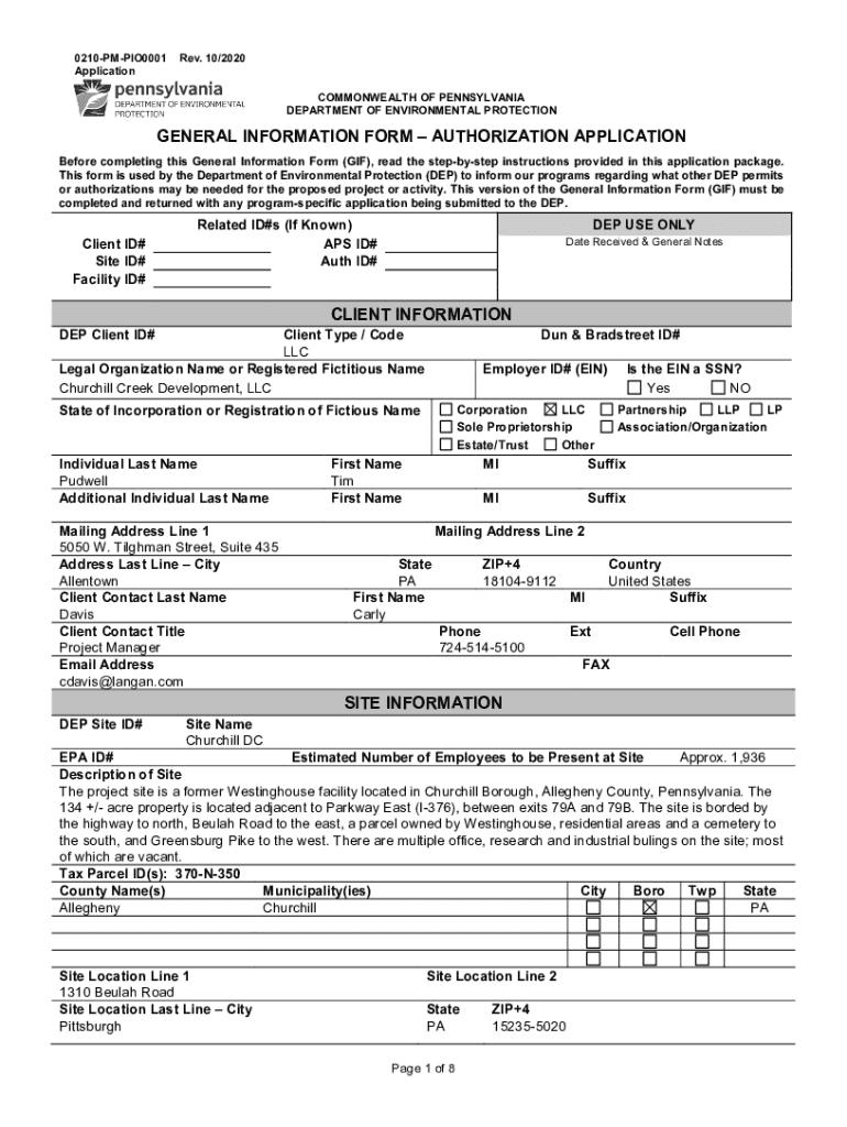 Fillable Online files dep state pa general information form authorization application Fax Email ...