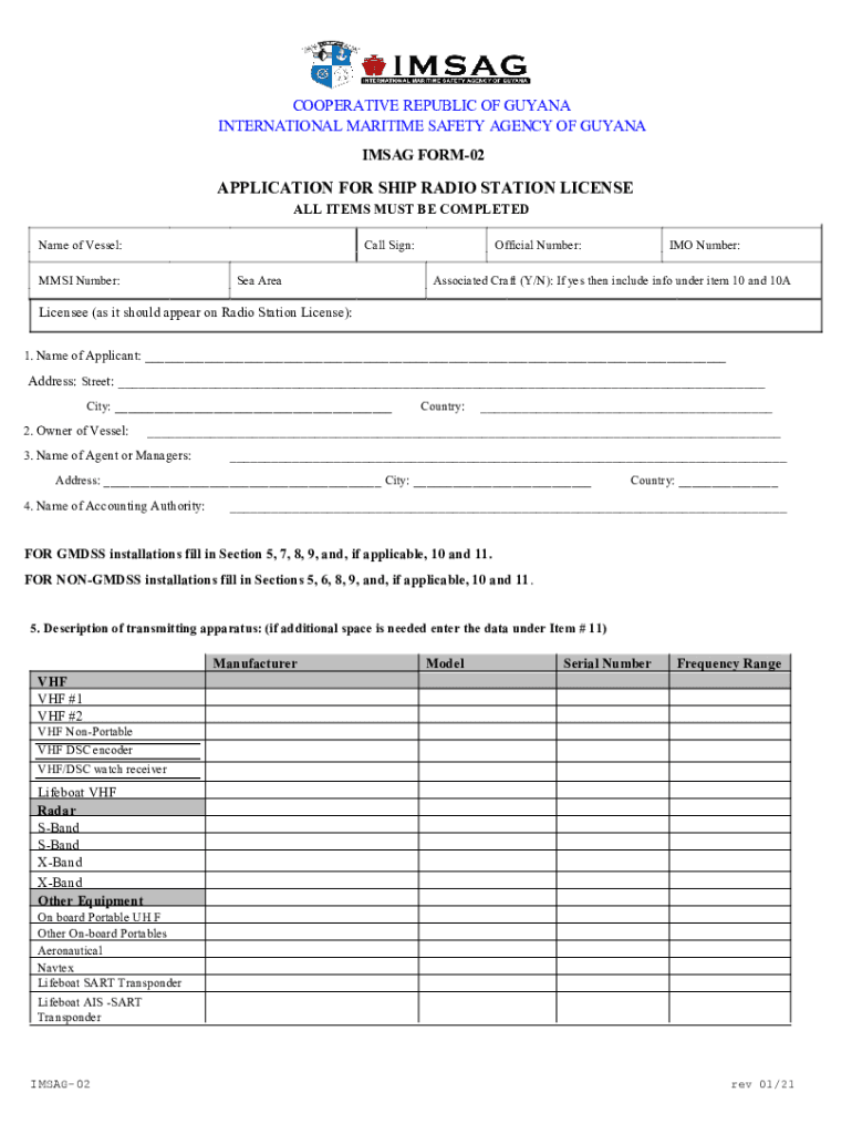 Fillable Online Application Form for a Ship Station Licence - Transport ...