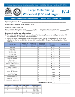 Fillable Online Water Meter Sizing Worksheet Commercial or Mixed Use ...