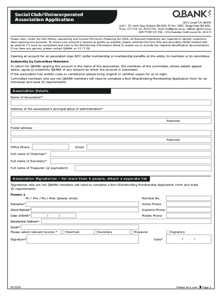 Fillable Online Fillable Online Social Club/Unincorporated Association ...