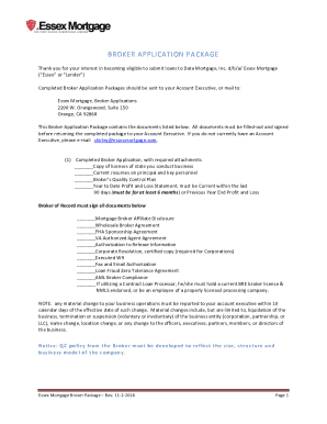 Fillable Online BROKER APPLICATION PACKAGE - Essex Wholesale Fax Email ...
