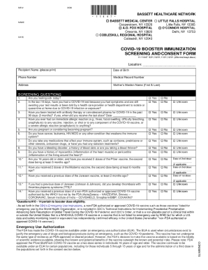 Fillable Online COVID-19 Booster Immunization Screening & Consent Form ...