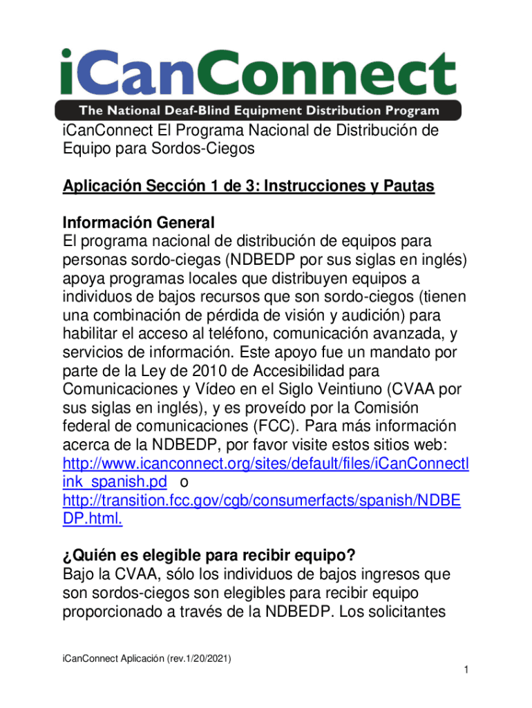 Fillable Online iCanConnect El Programa Nacional de Distribucin de Fax ...