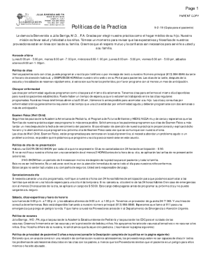 Fillable Online 01-OFFICE POLICIES package- Spanish. Fax Email Print ...