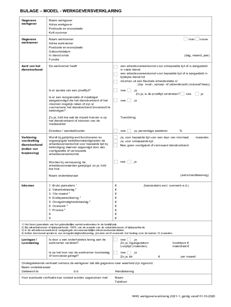 Dutch Employer Statement Form - Leeg Invulbare Sjabloon | Vul In, Print ...