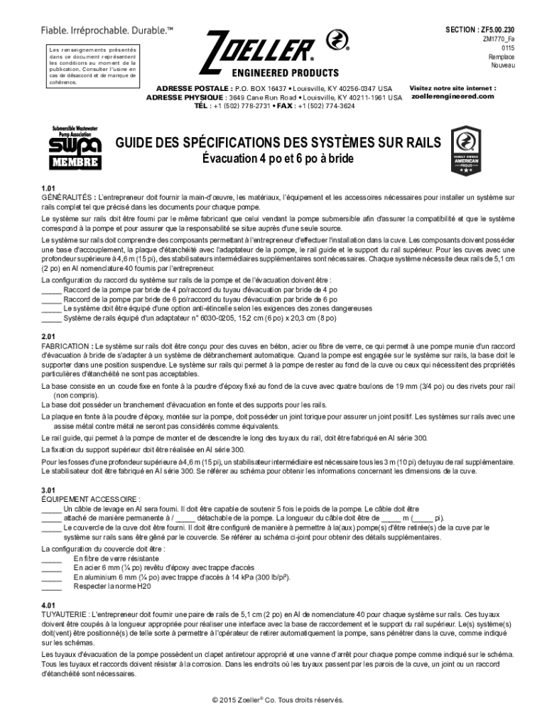 Fillable Online GUIDE DES SPCIFICATIONS DES SYSTMES SUR RAILS Fax Email Print - pdfFiller
