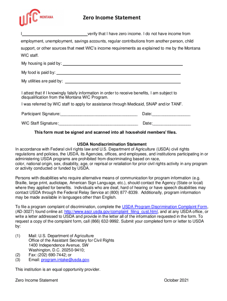 Fillable Online dphhs mt www.signnow.com29091-income-affidavit-formZero ...