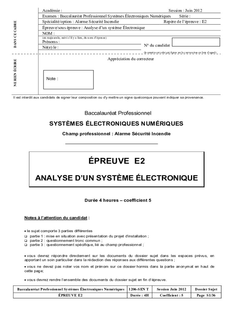 Fillable Online vdocuments.mxepreuve-e2-analyse-dun-systeme‰PREUVE E2 ANALYSE D'UN SYSTˆME ...