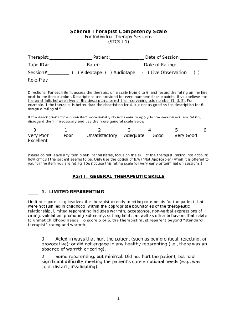 Schema Therapy Rating Scale For Individual Therapy ... Doc Template ...