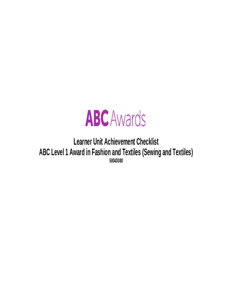 SEG Awards ABC Level 1 Award and Certificate in Fashion ... Doc ...