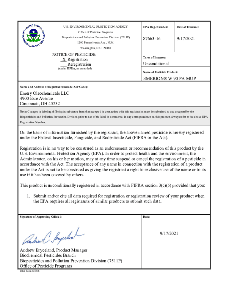 Fillable Online US EPA, Pesticide Product Label, EMERION W 90 PA MUP,09 ...