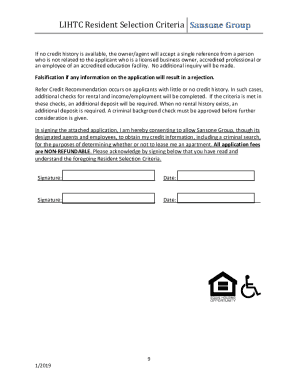 Fillable Online LIHTC Resident Selection Criteria. Sample application ...