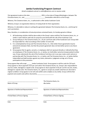 Fillable Online Jamba Fundraising Program Contract Fax Email Print ...