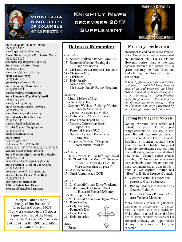 Fillable Online Monthly Dedication Dates to Remember - Minnesota ...