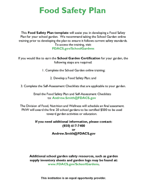 Fillable Online Templates and Other Resources for Food Safety Plan ...