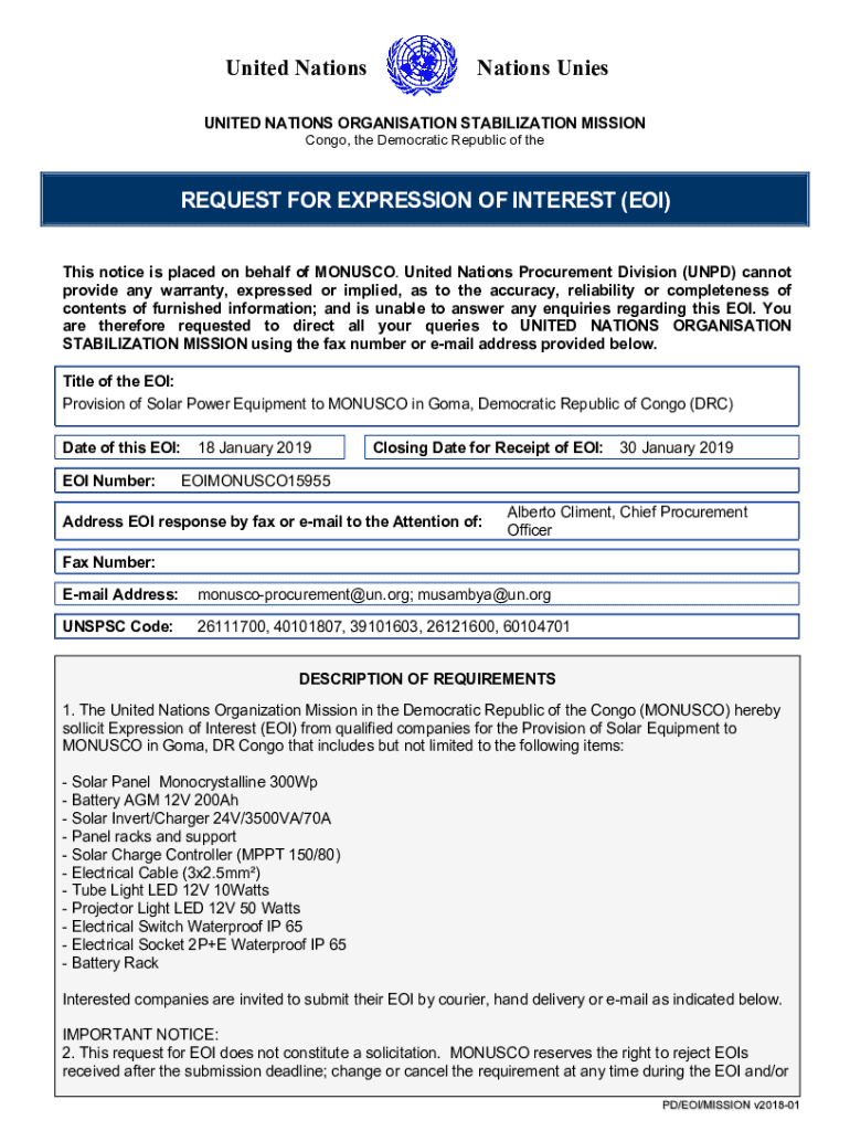 Fillable Online REQUEST FOR EXPRESSION OF INTEREST (EOI) - the ... Fax Email Print - pdfFiller
