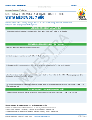 Fillable Online Bright Futures Tool and Resource Kit - 7-Year Visit - Spanish Fax Email Print ...