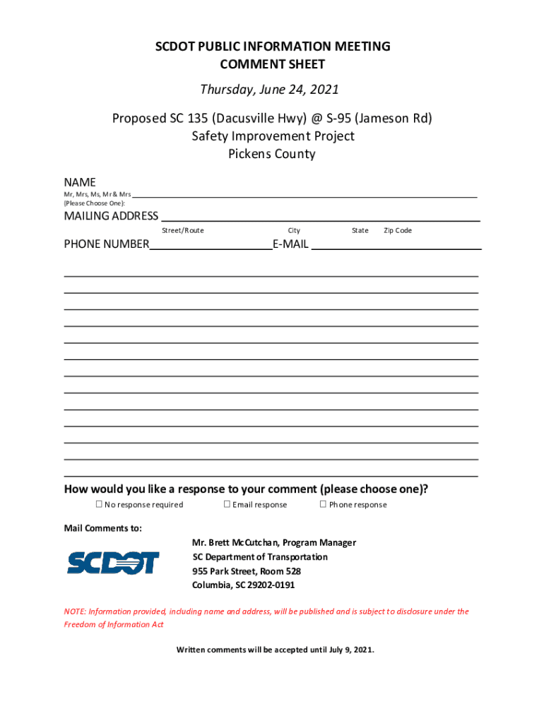 Fillable Online info2 scdot South Carolina Highway PatrolSCDPS Fax ...