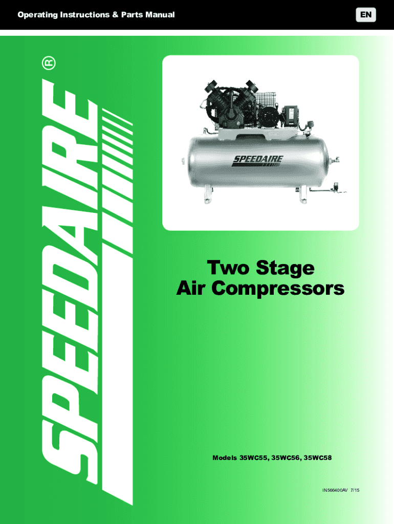 Fillable Online Electric Air Compressor: 15 hp, 2 Stage, Horizontal ...