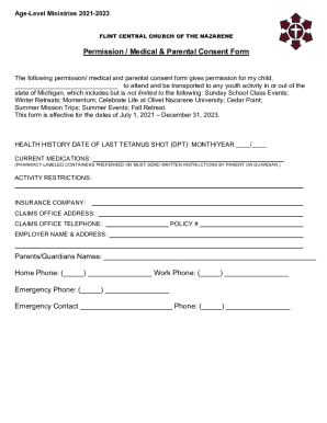 Fillable Online PDF Permission and Medical Release Form - Church of ...