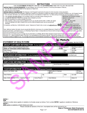 Fillable Online Sample Statement of Health - State Fax Email Print ...
