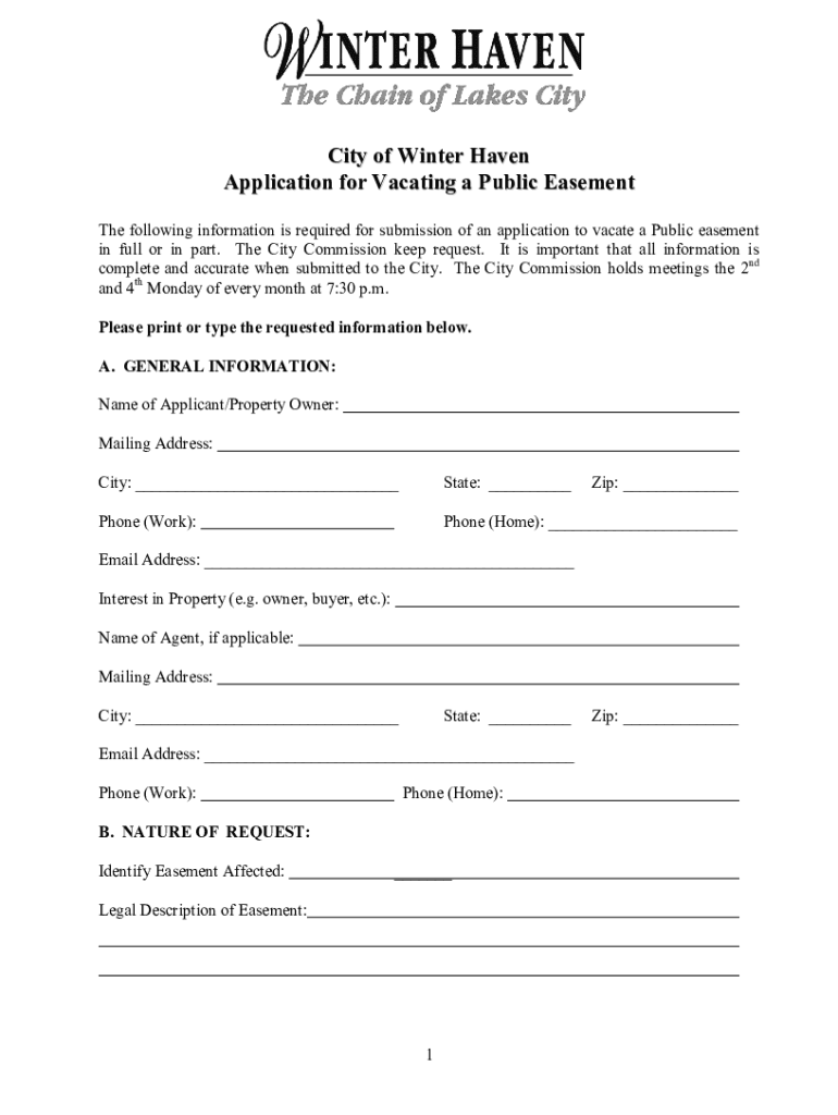 Fillable Online Get the free City of Winter Haven Application for ...