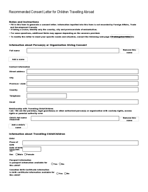 Fillable Online Recommended Consent Letter for Children Travelling ...