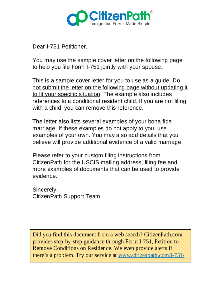 Do you have a sample cover letter to submit with I-751? Doc Template ...