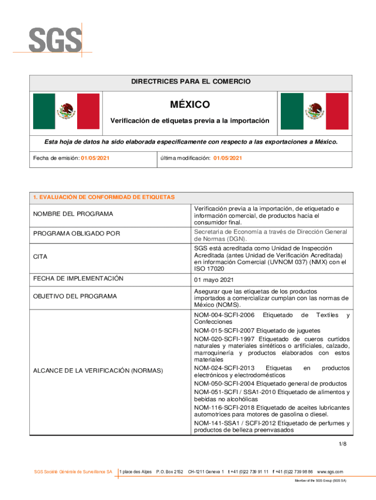 Fillable Online PCA Mexico Datasheet (Spanish). Verificacin de ...