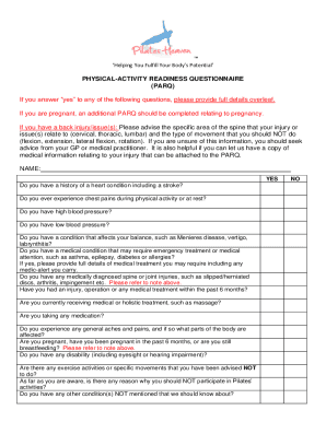 Fillable Online Physical Activity Readiness Questionnaire (PAR-Q) - Jotform Fax Email Print ...
