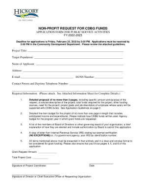 Fillable Online non-profit request for cdbg funds - application form ...
