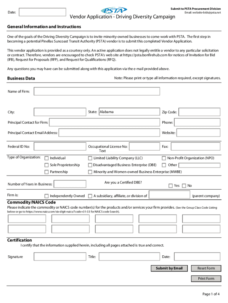 Fillable Online wwww.psta.net media 5117Date: Vendor Application ...