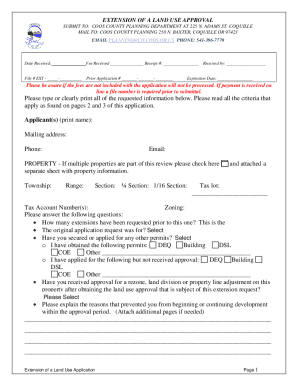 Fillable Online extension of a land use approval - Coos County Oregon ...