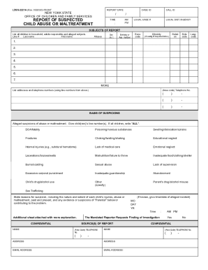 Fillable Online Report of Suspected Child Abuse or Maltreatment - Form ...