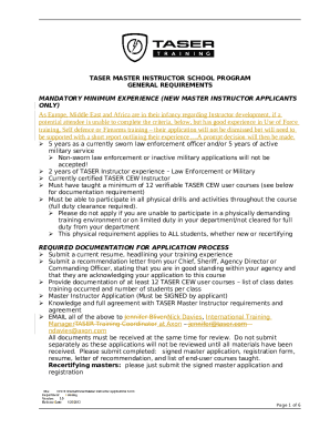 DOC TASER International Master Instructor Application Doc Template ...