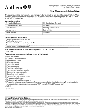 Fillable Online providers.anthem.com docs gppCare Management Referral ...