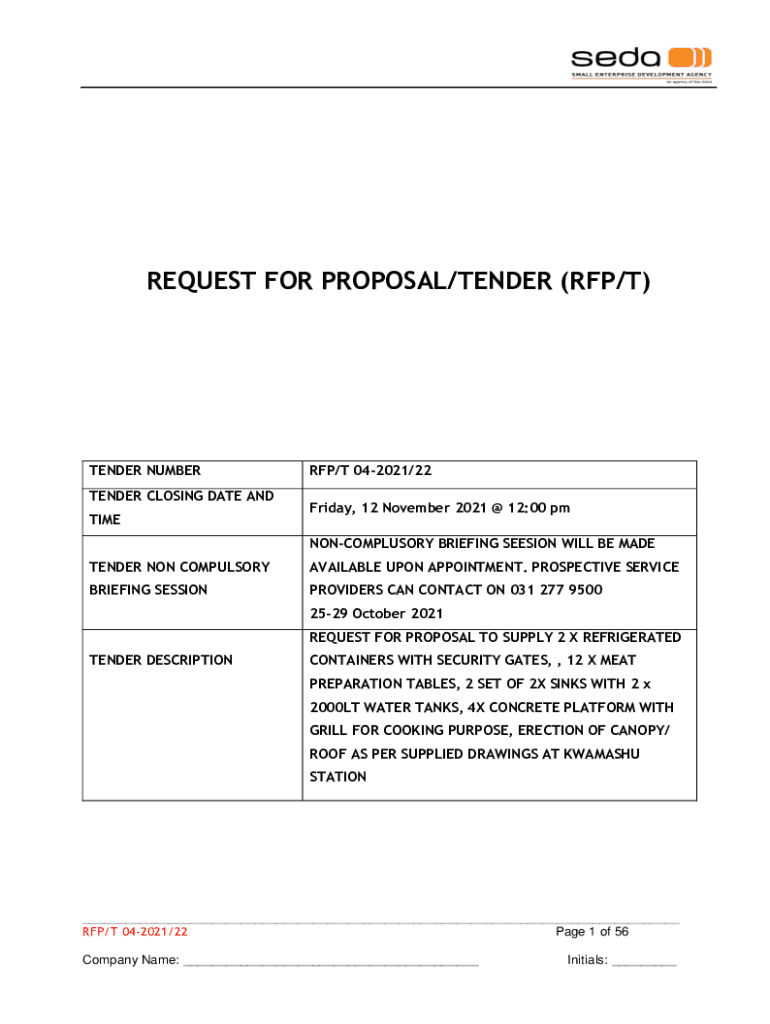 Fillable Online www.etenders.gov.za home DownloadREQUEST FOR PROPOSAL/TENDER (RFP/T) Fax Email ...