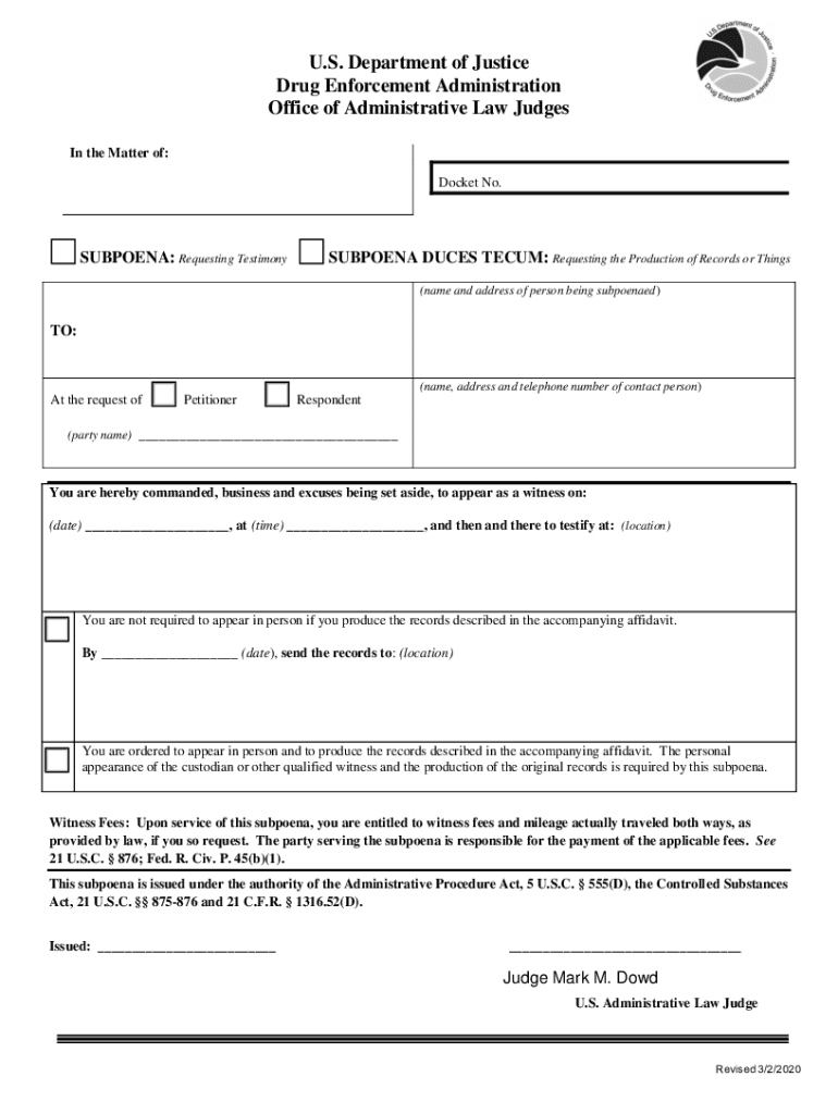 Fillable Online U.S. Department of Justice Drug Enforcement ...