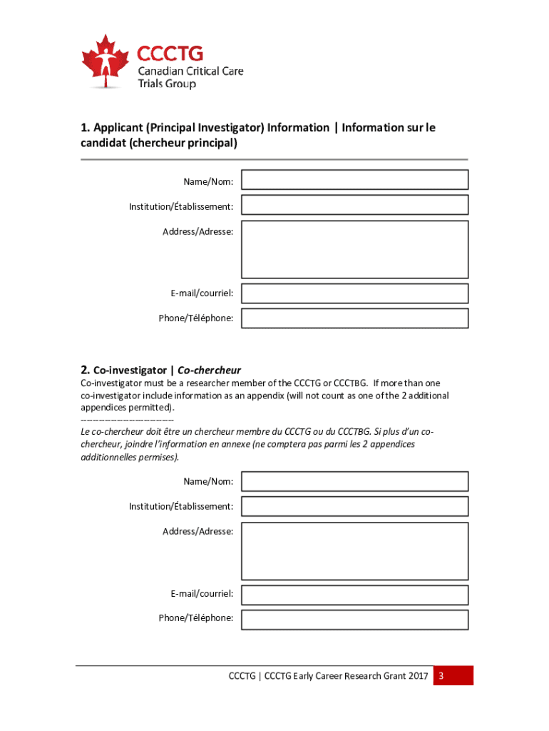 Fillable Online CCCTG-2017-Early-Career-Research-Grant-Application-Form ... Fax Email Print ...