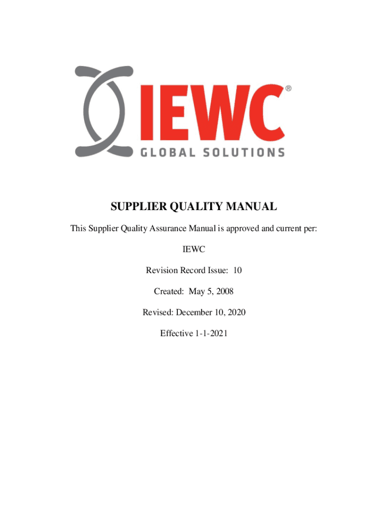 Fillable Online PDF Supplier Quality Manual Rev Change Description Date ...