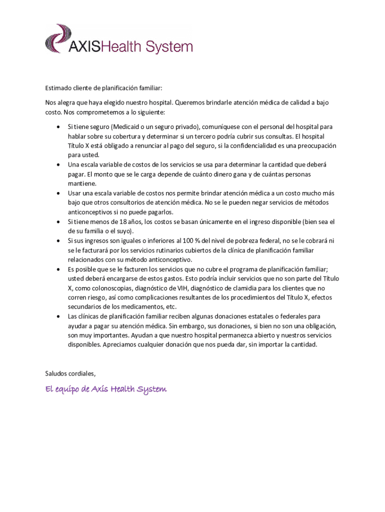 Fillable Online El equipo de Axis Health System Fax Email Print - pdfFiller