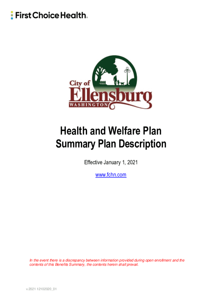 Fillable Online Health and Welfare Plan Summary Plan Description Fax ...