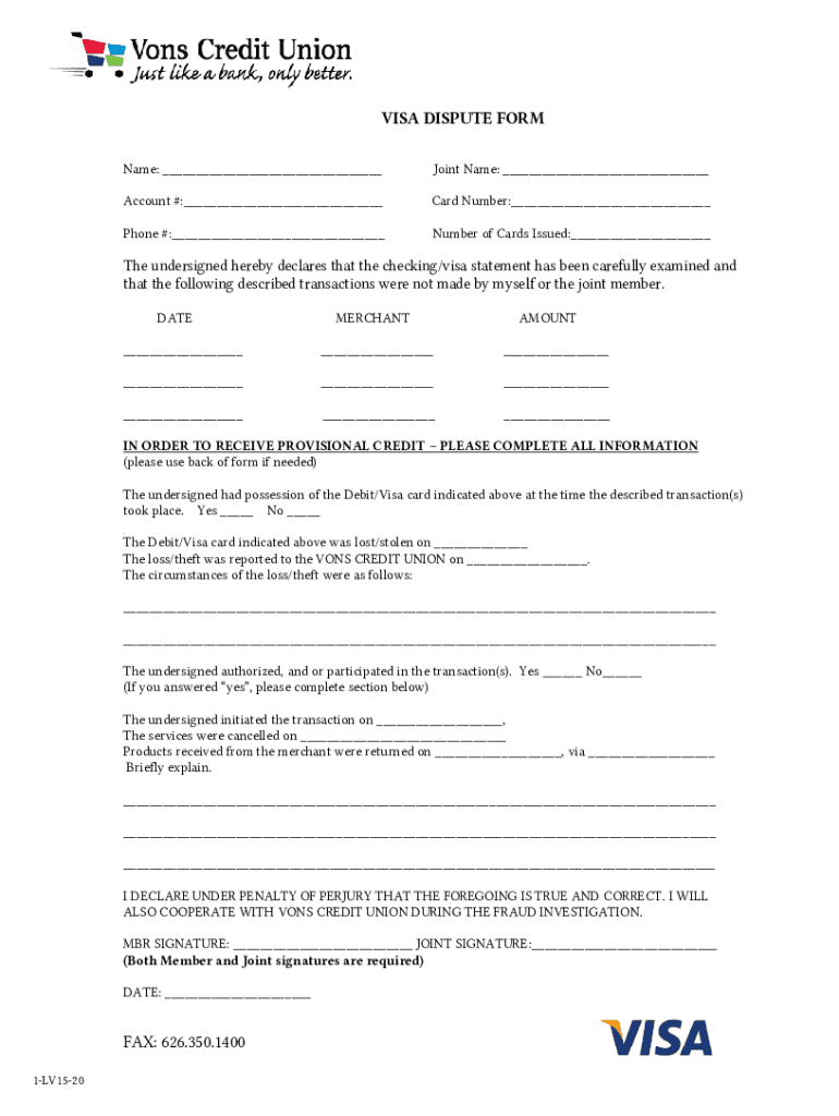 Fillable Online PDF Transaction Dispute Form / Written Statement of ...