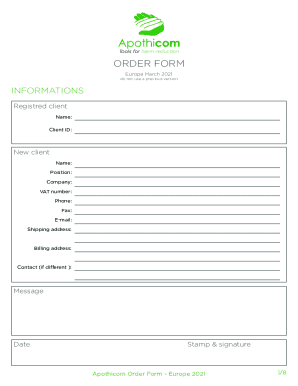 Fillable Online ORDER FORM - Apothicom Fax Email Print - pdfFiller