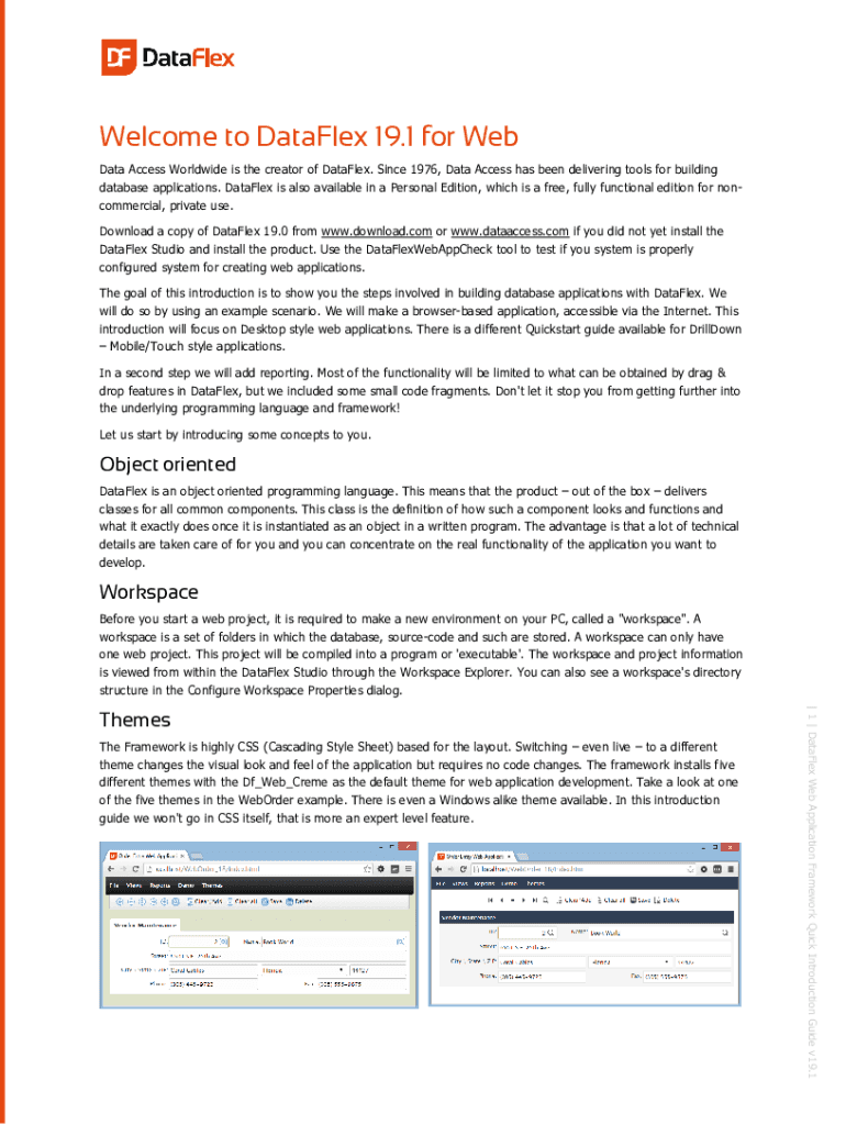 Fillable Online PDF DataFlex 19.1 for Web (Mobile/Touch) - Data Access Worldwide Fax Email Print ...