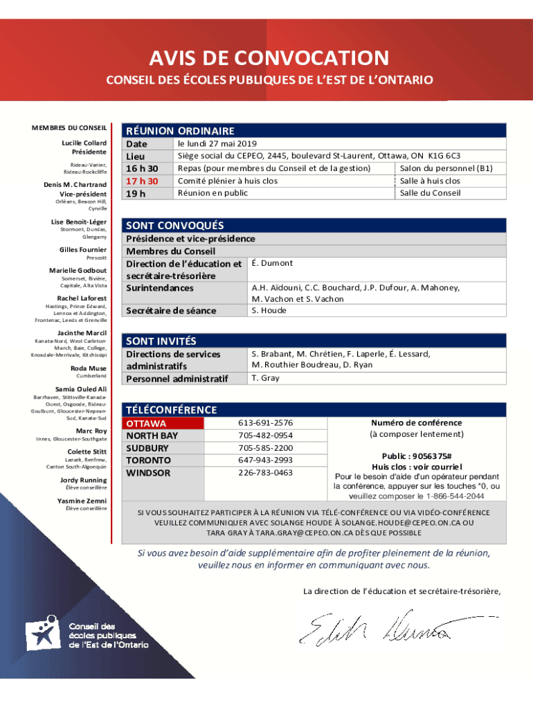 Fillable Online PDF AVIS DE CONVOCATION - CEPEO Fax Email Print - pdfFiller