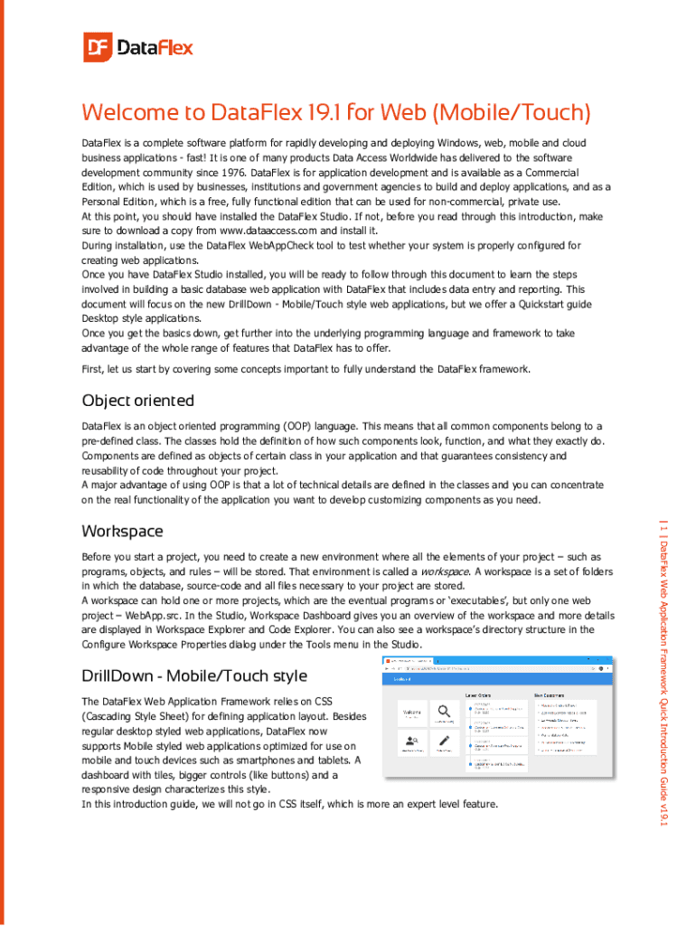 Fillable Online DataFlex 19.1 for Web (Mobile/Touch) - Data Access Worldwide Fax Email Print ...
