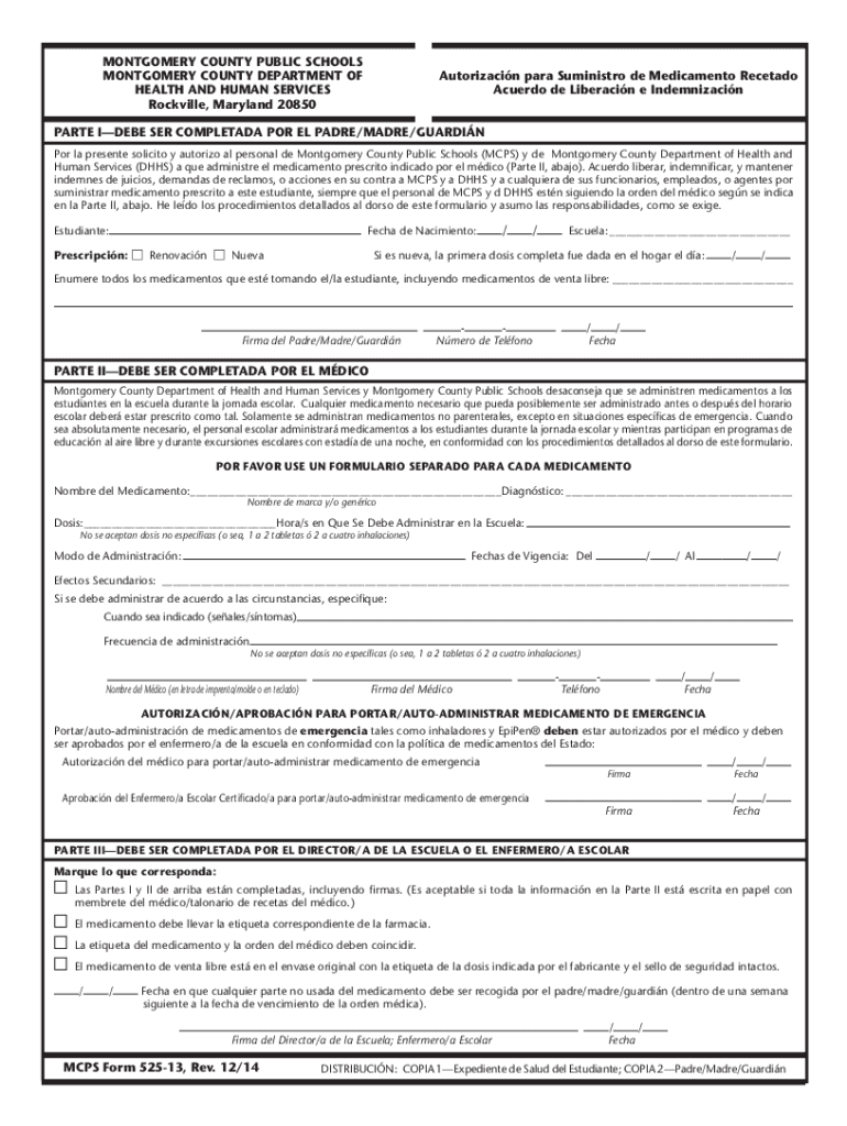 Fillable Online Authorization to Administer Prescribed Medication ...
