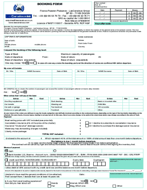Fillable Online BOOKING FORM - Les Canalous Fax Email Print - pdfFiller